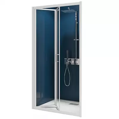 Porte pliante Smart Express 120cm verre transparent profilés Blanc ...