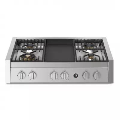 Table de cuisson mixte à poser STEEL Genesi 90cm 4 feux gaz + plancha ...